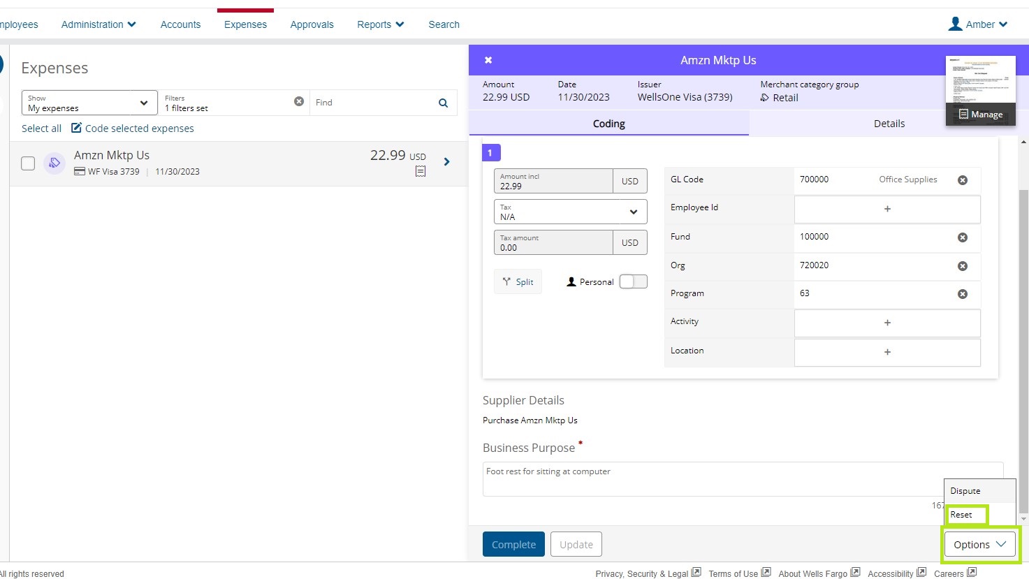 Pcard Expense Reconciliation - Business Services - Macalester College